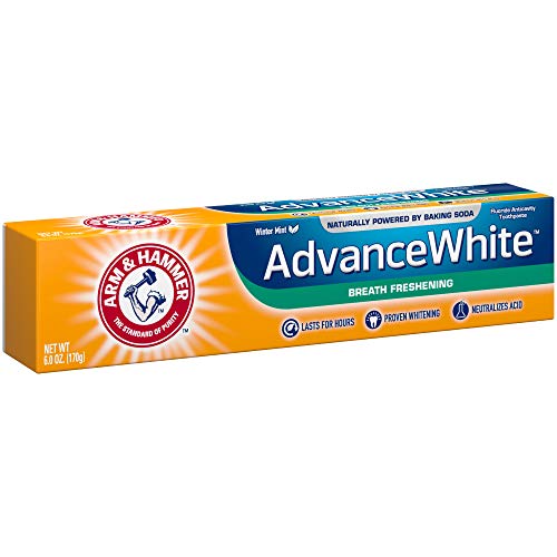 ARM & HAMMER Advanced White Breath Freshening Toothpaste-, One 6oz Tube, Winter Mint- Fluoride Toothpaste (Packaging May Vary)