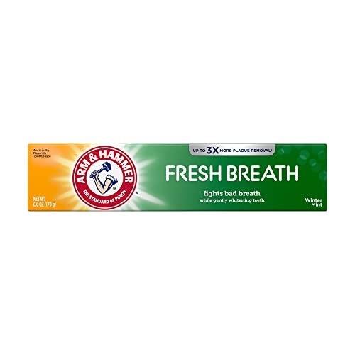 ARM & HAMMER Advanced White Breath Freshening Toothpaste-, One 6oz Tube, Winter Mint- Fluoride Toothpaste (Packaging May Vary)