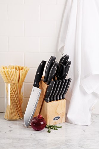 Oster 69529.14 Granger Cutlery Set, Wood Block, 14-Piece, Black