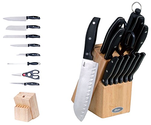 Oster 69529.14 Granger Cutlery Set, Wood Block, 14-Piece, Black