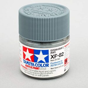 tamiya america, inc acrylic mini xf-82 ocean gray 2 raf 10ml bottle, tam81782