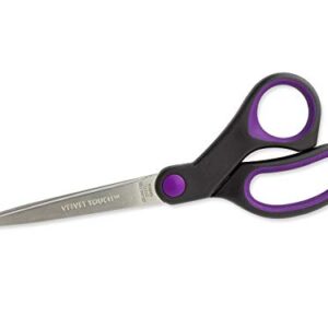 Hygloss-Armada Art Velvet Touch Scissors - Great for Arts and Crafts - Pointed Tip Blades - Reusable Vinyl Bag for Safe Storage - 8 Inches - Black and Purple - 1 Pair