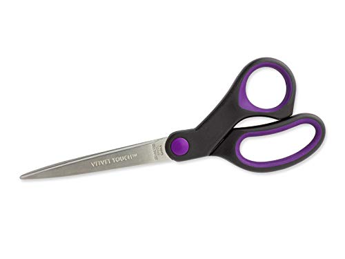 Hygloss-Armada Art Velvet Touch Scissors - Great for Arts and Crafts - Pointed Tip Blades - Reusable Vinyl Bag for Safe Storage - 8 Inches - Black and Purple - 1 Pair