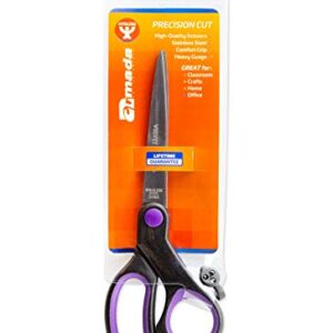 Hygloss-Armada Art Velvet Touch Scissors - Great for Arts and Crafts - Pointed Tip Blades - Reusable Vinyl Bag for Safe Storage - 8 Inches - Black and Purple - 1 Pair