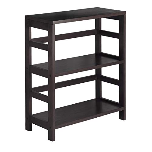 Winsome Wood Capri Wood 2 Section Storage Shelf with 4 Black Fabric Foldable Baskets