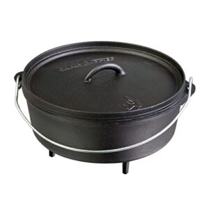 camp chef classic dutch oven, true seasoned finish cast iron, 12″ dutch oven