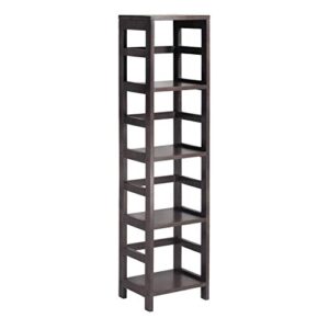 Winsome Wood Capri Wood 4 Section Storage Shelf with 4 Black Fabric Foldable Baskets