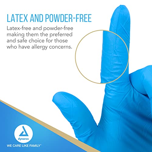 Dynarex Safe-Touch Disposable Nitrile Exam Gloves, Powder-Free, Latex-Free, Touchscreen Friendly & Used by Professionals, Blue, Extra-Large, 1 Box of 100 Gloves