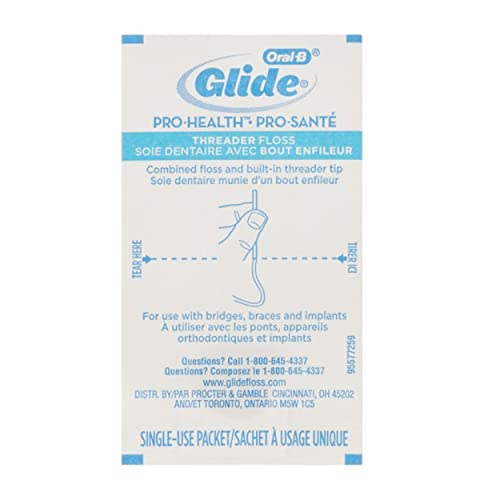 Glide Threader Floss, 30-Count Boxes of Single-Use Packets (Pack of 4)