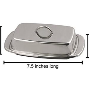 Cuisinox Stainless Steel Butter Dish with Lid, 4" x 7.5"