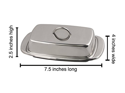 Cuisinox Stainless Steel Butter Dish with Lid, 4" x 7.5"