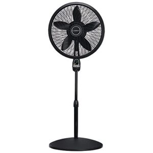 lasko 1843 18″ remote control cyclone pedestal fan with built-in timer, black features oscillating movement and adjustable height