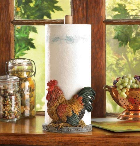 Country Red Rooster Paper Towel Holder by Alpenkok