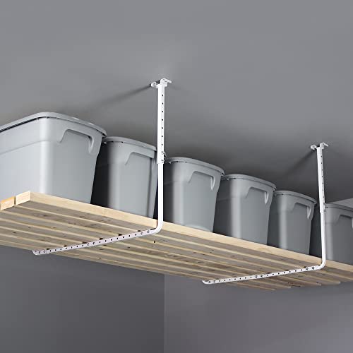 HyLoft 80842-10 33 in. x 34 in. Adjustable Garage Ceiling Mount Storage Rack Kit, Garage Overhead Storage Bracket, White