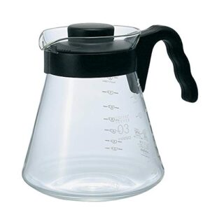 hario v60 glass coffee server pour over carafe microwave safe 1000ml, black