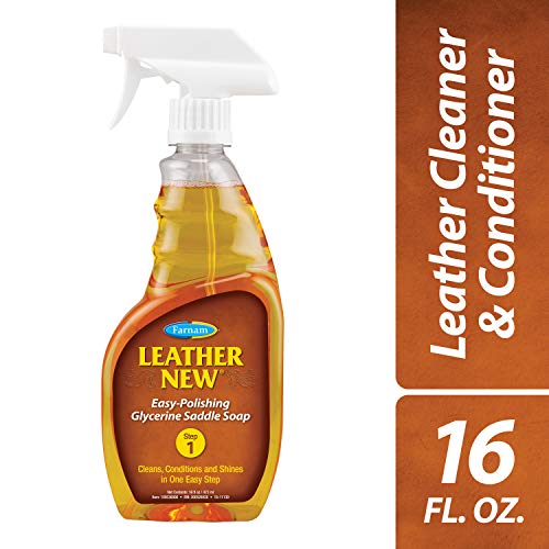 Farnam Leather New Easy-Polishing Glycerine Saddle Soap and Leather Saddle Cleaner, Protects and Preserves Leather, Cleans, Conditions and Polishes, 16 Oz.