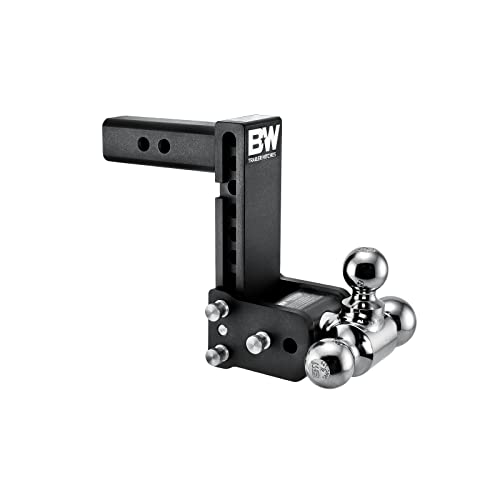 B&W Trailer Hitches Tow & Stow Adjustable Trailer Hitch Ball Mount - Fits 2" Receiver, Tri-Ball (1-7/8" x 2" x 2-5/16"), 7" Drop, 10,000 GTW - TS10049B