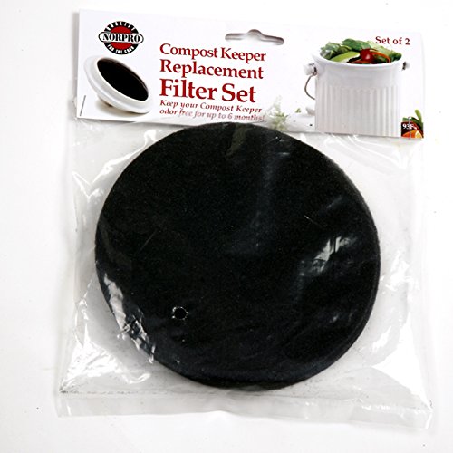 Norpro Replacement Filters for Ceramic Compost Keeper, 2 pieces ,Black