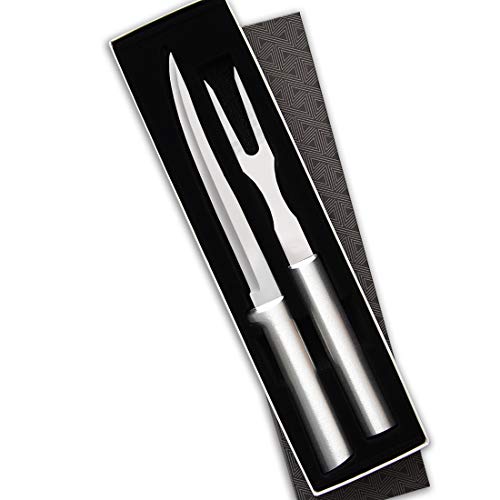 Rada Cutlery Knife 2-Piece Carving Set with Stainless Steel Blades with Brushed Aluminum, 11 Inches, Silver Handle