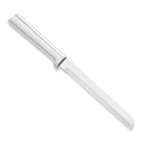 rada cutlery bread knife stainless steel serrated blade with aluminum, 6 inches, silver handle