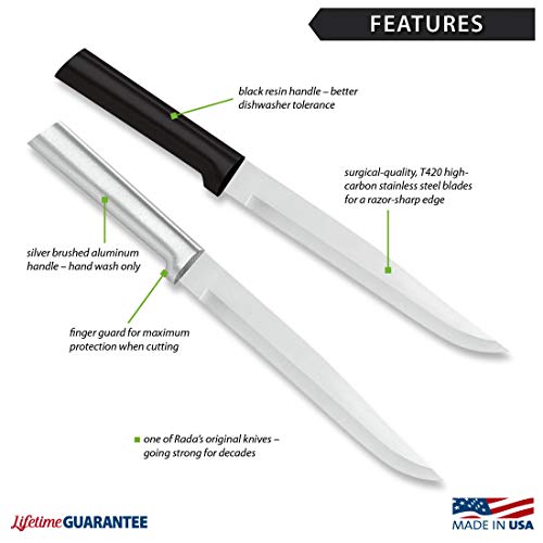 Rada Cutlery Slicing Knife – Stainless Steel Blade With Brushed Aluminum Handle Made in the USA, 11-3/8 Inches