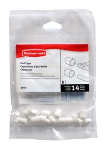 rubbermaid 3d60-lw-wht plastic caps end, white, 12/pack