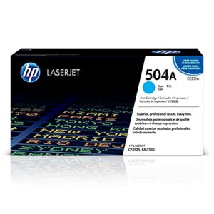 original hp 504a cyan toner cartridge | works with hp color laserjet cm3530, cp3525 series | ce251a