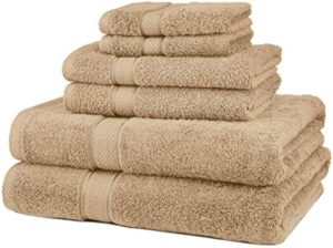 amazon brand – pinzon 6 piece blended egyptian cotton bath towel set – driftwood