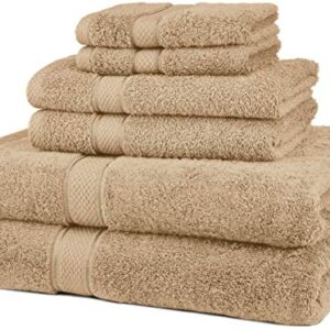 Amazon Brand – Pinzon 6 Piece Blended Egyptian Cotton Bath Towel Set - Driftwood