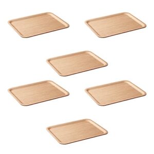 kinto nonslip rectangular willow tray, 14.2 inch, set of 6