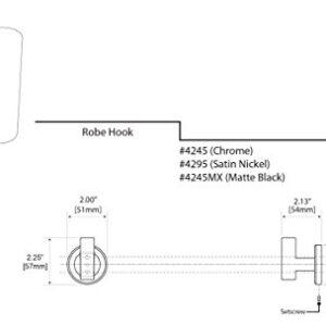 Gatco 4295 Latitude II Single Robe Hook, Satin Nickel, 2.1L x 2W x 2.2H inches