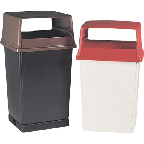 Rubbermaid Commercial Products Glutton Trash Can Top, 56-Gallon, Brown, Large Openings for Hands Free Disposal, Compatible with Glutton Garbage Can