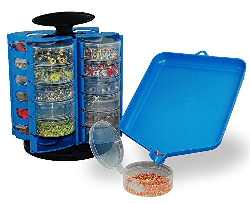 TIDY CRAFTS QUAD STOW N GO BLUE BEAD, JEWELRY, NOTIONS AND CRAFTS ORGANIZER