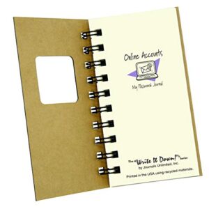 Journals Unlimited "Write it Down!" Series Guided Journal, Online Accounts, My Password Journal, with a Kraft Hard Cover, Made of Recycled Materials, 3.5”x8.5”