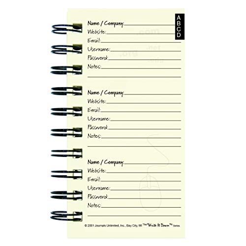 Journals Unlimited "Write it Down!" Series Guided Journal, Online Accounts, My Password Journal, with a Kraft Hard Cover, Made of Recycled Materials, 3.5”x8.5”