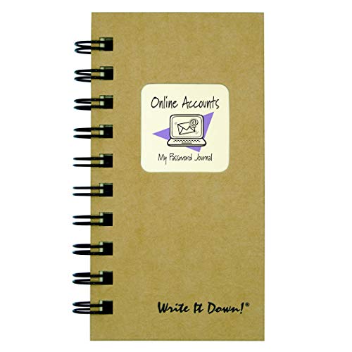 Journals Unlimited "Write it Down!" Series Guided Journal, Online Accounts, My Password Journal, with a Kraft Hard Cover, Made of Recycled Materials, 3.5”x8.5”