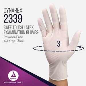 Dynarex Safe-Touch Disposable Latex Exam Gloves, Powder-Free, Used in Healthcare, Corrections/Law Enforcement, Industrial and Salon/Spa Settings, Bisque, Extra-Large (XL), 1 Box of 100 Gloves