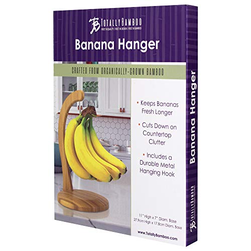 Totally Bamboo Banana Holder, Banana Hanger Stand with Stainless Steel Hook