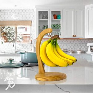 Totally Bamboo Banana Holder, Banana Hanger Stand with Stainless Steel Hook