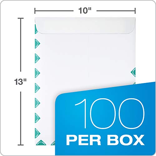 Quality Park 10 x 13 First Class Catalog Envelopes, First Class Border, Redi-Strip Self-Sealing Closure, 28 lb White Wove, 100 per Box (QUA44786)