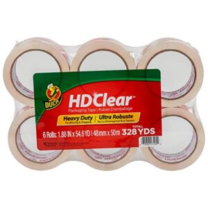 duck hd clear heavy duty packing tape refill, 6 rolls, 1.88 inch x 54.6 yard, (441962)