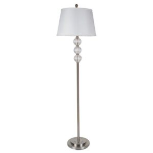 ore international 62.5″ satin nickel glass floor lamp