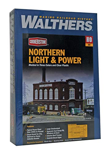 Walthers Cornerstone HO Scale Model Northern Light & Powerhouse Structure Kit, 8 (933-3021)