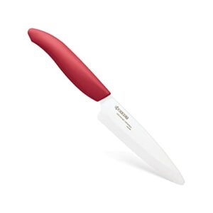 kyocera advanced ceramic revolution series 4.5-inch utility knife, red handle, white blade