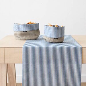 LinenMe Blue Striped Linen Cotton Basket Jazz, Small (6 x 8)