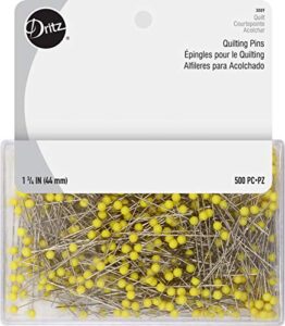 dritz 3009 quilting pins, 1-3/4-inch, yellow (500-count)