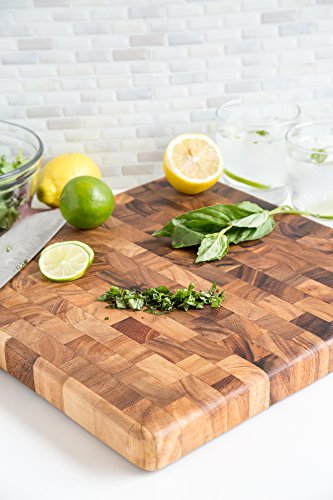 Ironwood Gourmet 28218 Square Charleston End Grain Chef's Board , Acacia Wood 14" Square