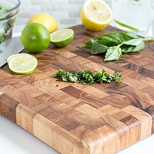 Ironwood Gourmet 28218 Square Charleston End Grain Chef's Board , Acacia Wood 14" Square