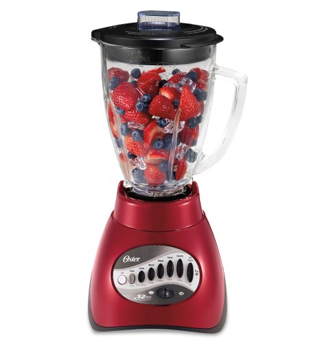 Oster 6844 6-Cup Glass Jar 12-Speed Blender, Metallic Red