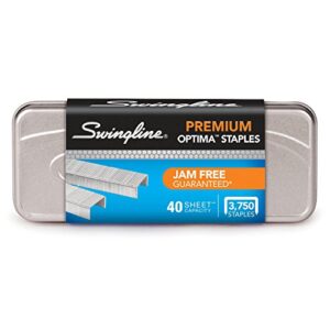 swingline staples, optima, premium, 1/4″ length, jam free staples for swingline stapler heavy duty, perfect for home office supplies & desktop, 40 sheet capacity, 210/strip, 3750/box, 1 pack (35556)